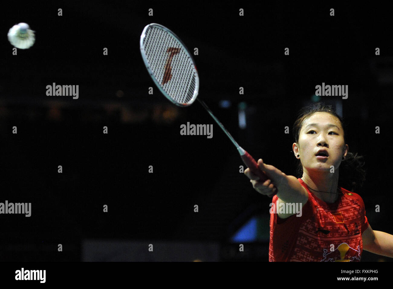 Singapore. 16th Apr, 2016. China's Sun Yu competes during the women's ...