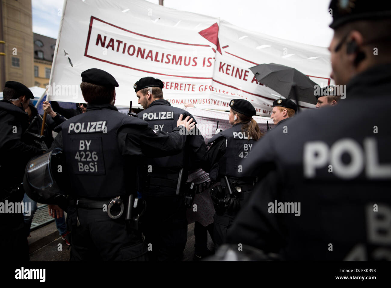 Munich, Germany. April 16, 2016 - The right-wing party AfD held a rally ...