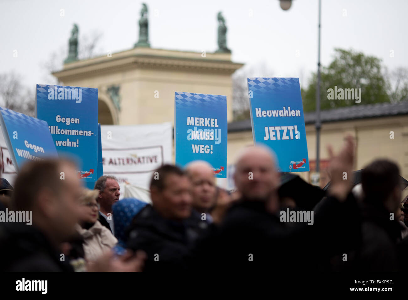 Munich, Germany. April 16, 2016 - The right-wing party AfD held a rally ...