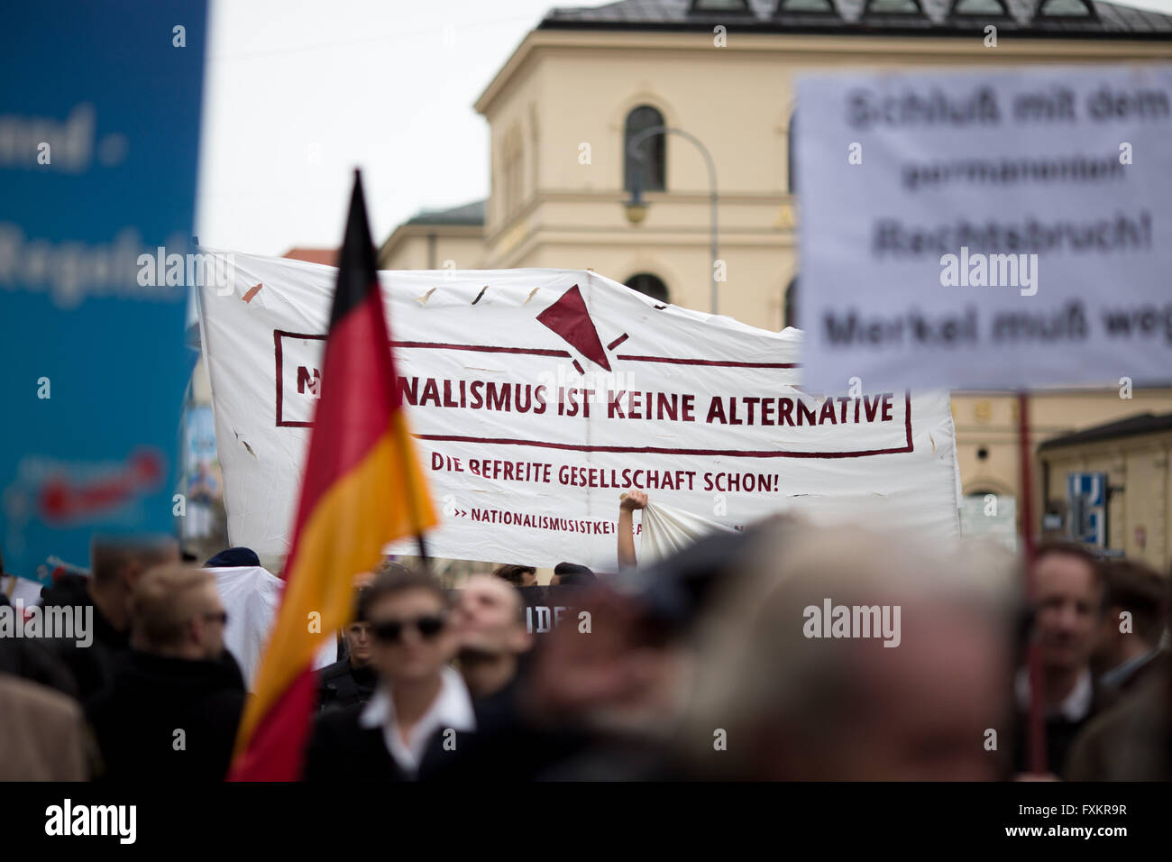 Munich, Germany. April 16, 2016 - The right-wing party AfD held a rally ...