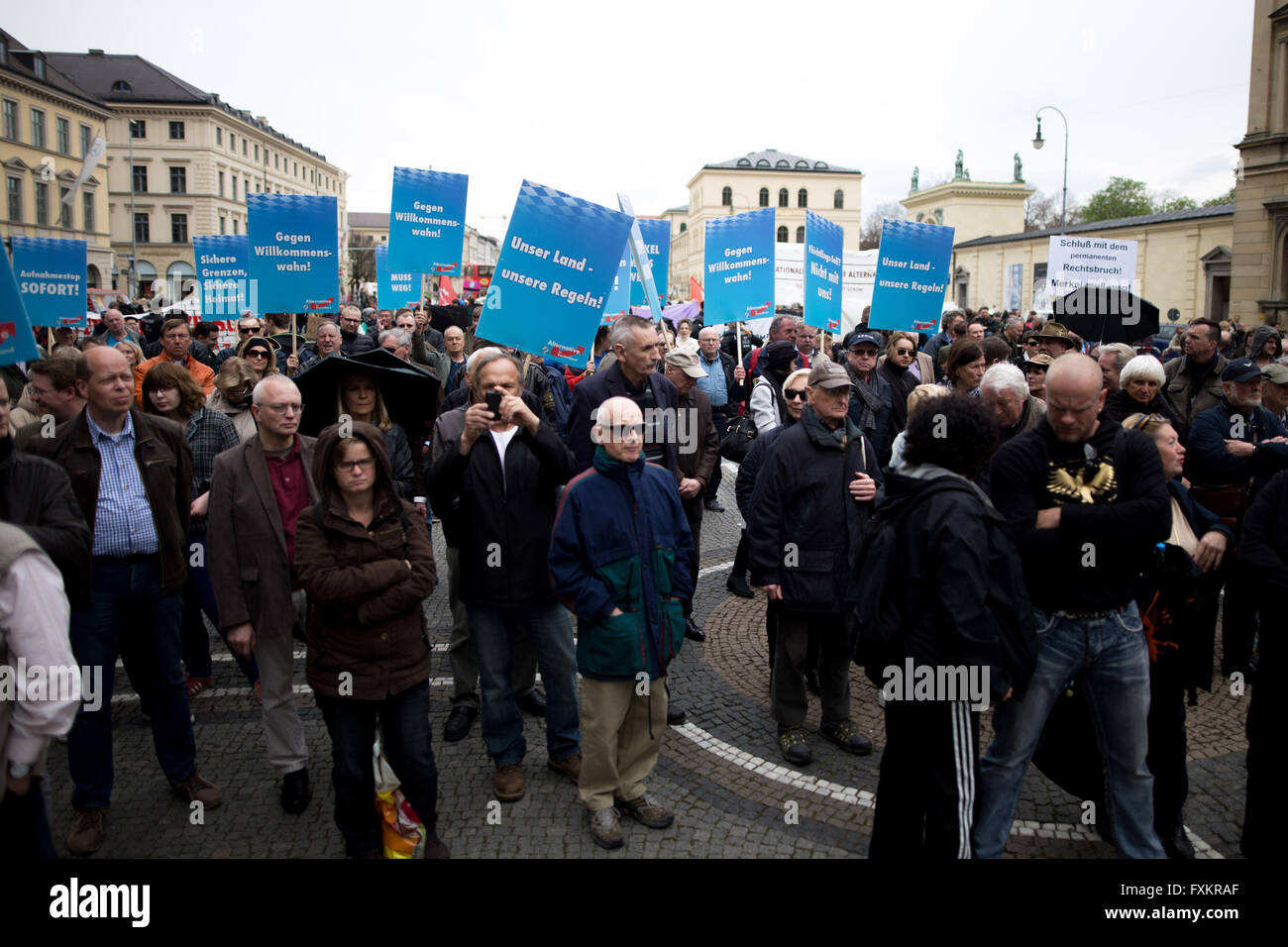Munich, Germany. April 16, 2016 - The right-wing party AfD held a rally ...