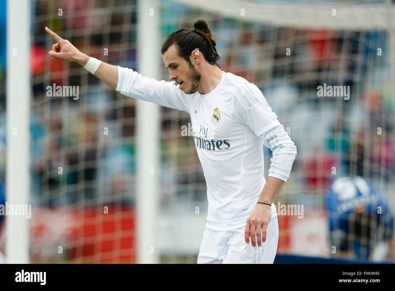 Madrid, Spain. 16th Apr, 2016. Gareth Bale (11) Real Madrid celebrates ...