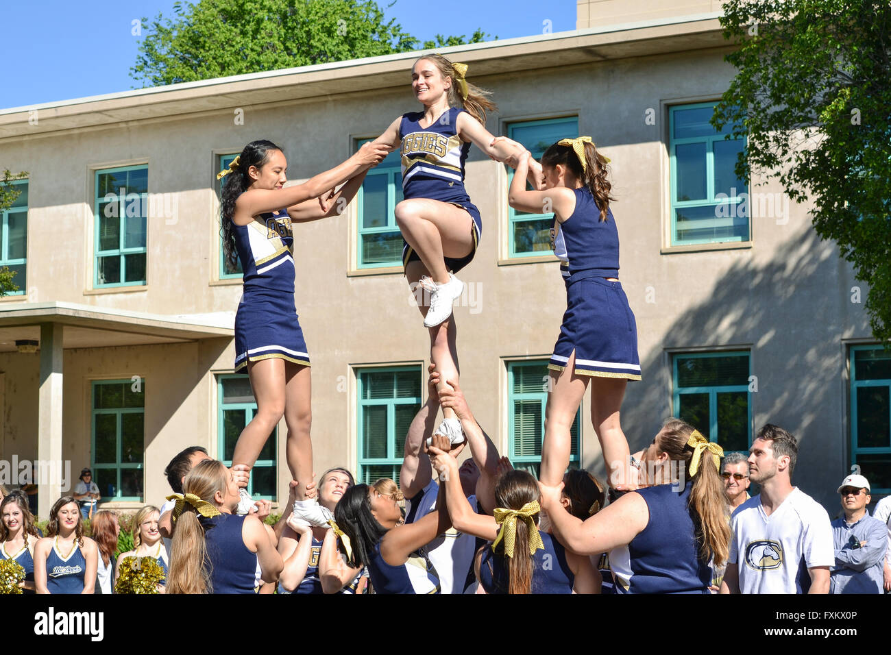 Davis, California, U.S.A. 16th April 2016. Cheerleaders perform at the ...