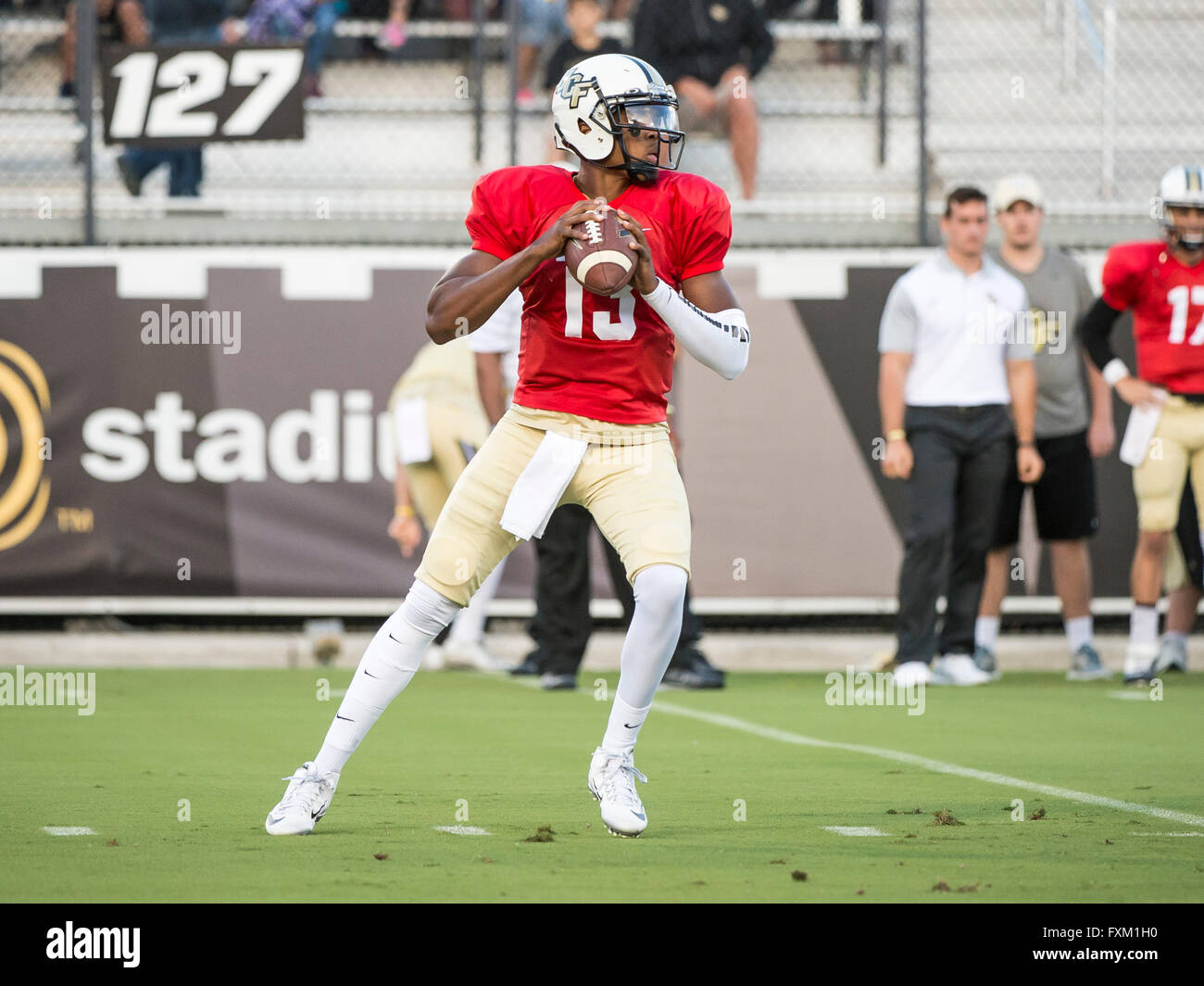 Orlando, FL, USA. 16th Apr, 2016. UCF Knights quarterback Justin Holman ...