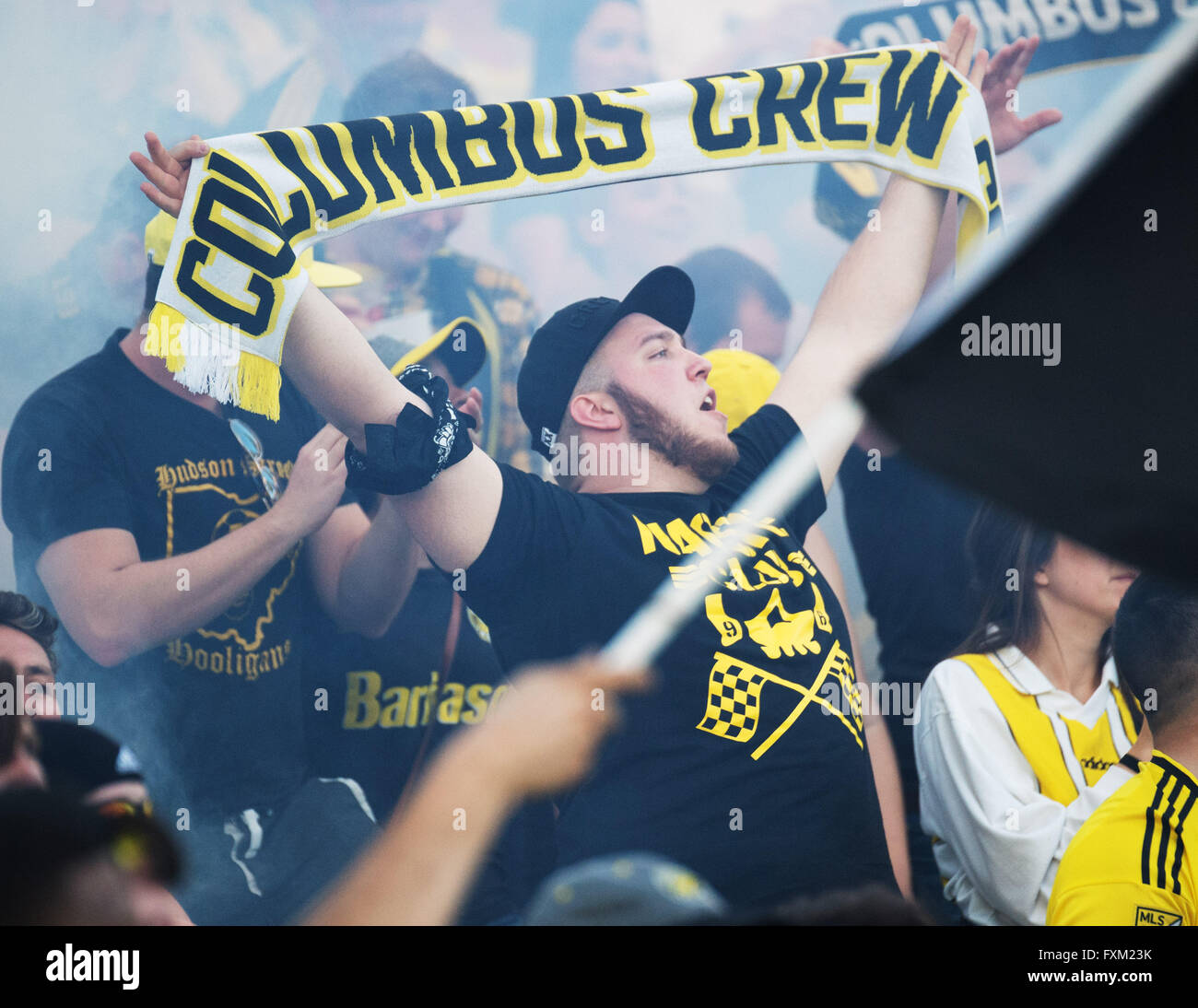 Columbus, Ohio USA. 16th April, 2016. Columbus Crew Fans celebrate a ...