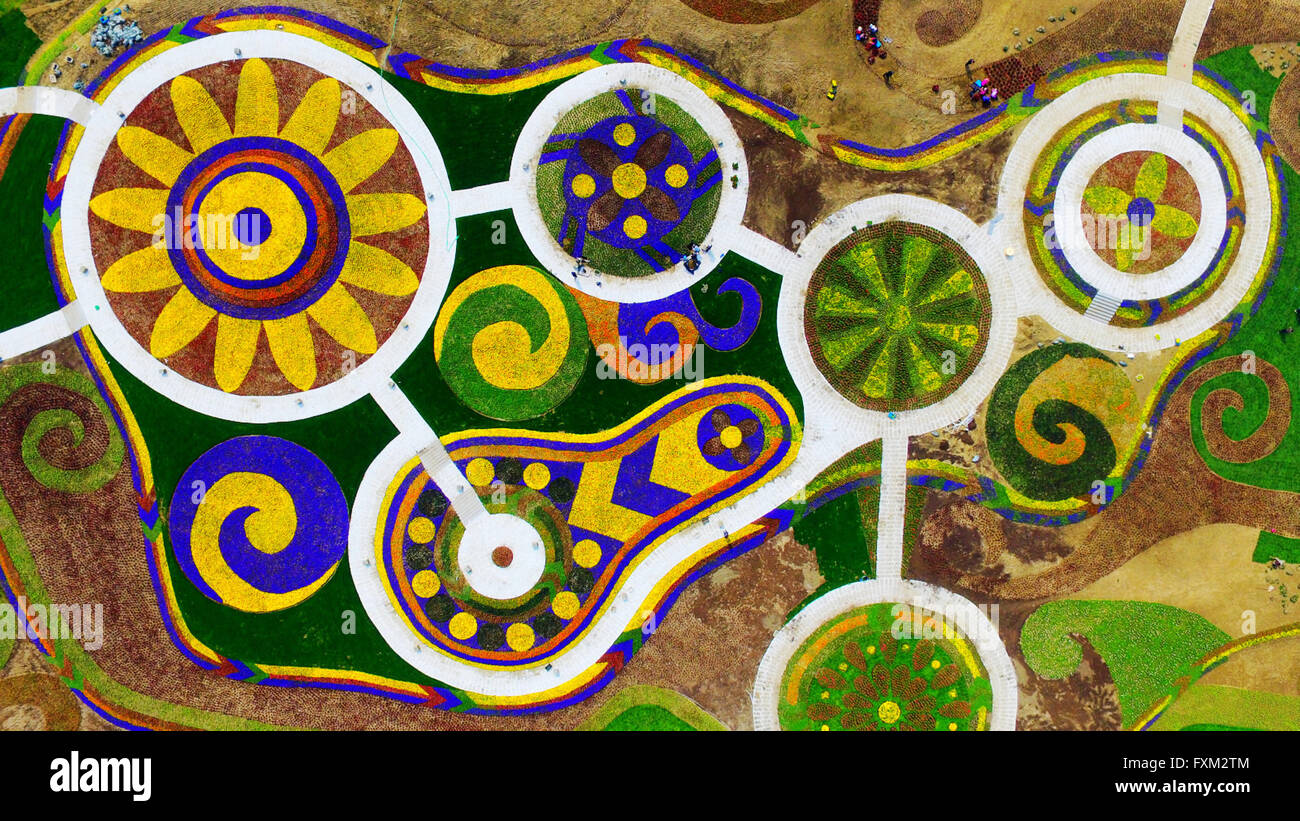 Beijing, China's Jiangsu Province. 10th Apr, 2016. The flower field is ...