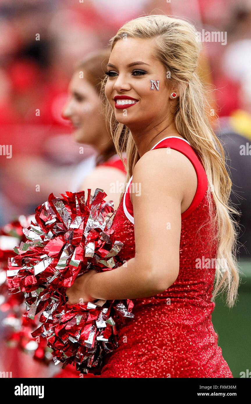 Lincoln, NE. USA. 16th Apr, 2016. Nebraska Cornhuskers cheerleader in ...