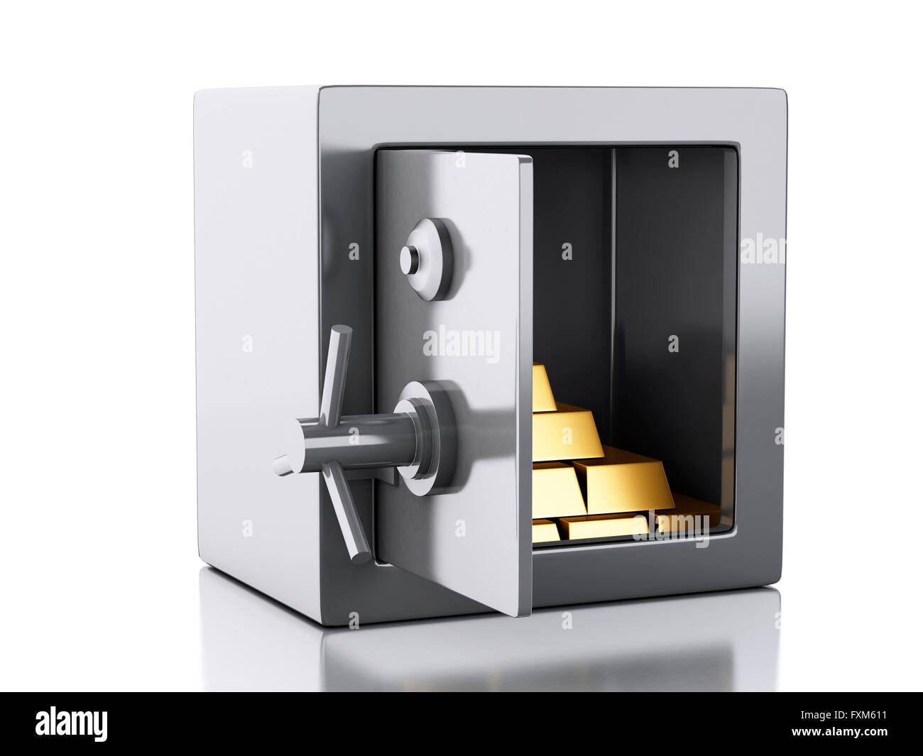 3d illustration. safe box and gold. Security concept. Isolated white ...