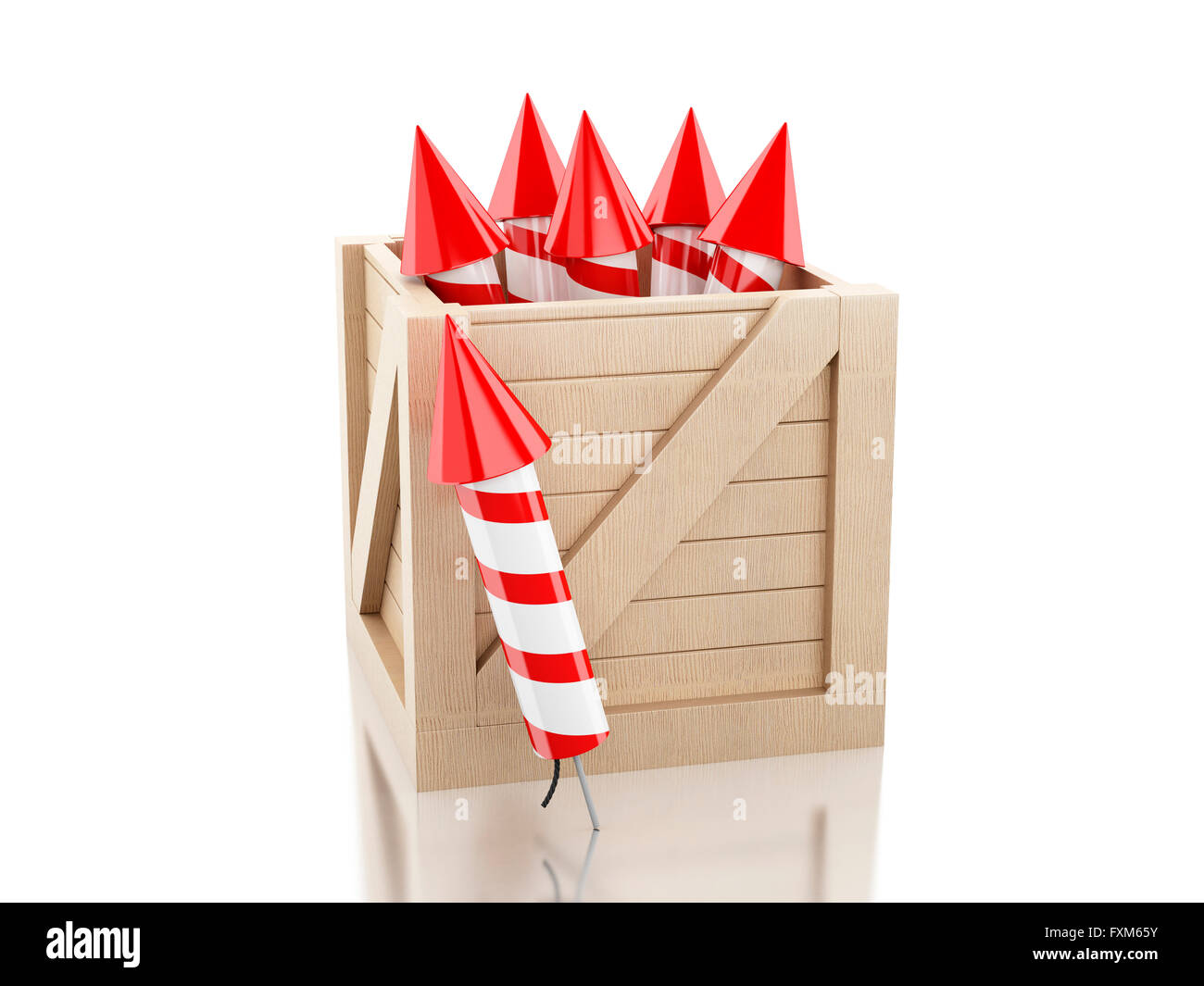 3d renderer image. Box with fireworks. Isolated white background Stock ...