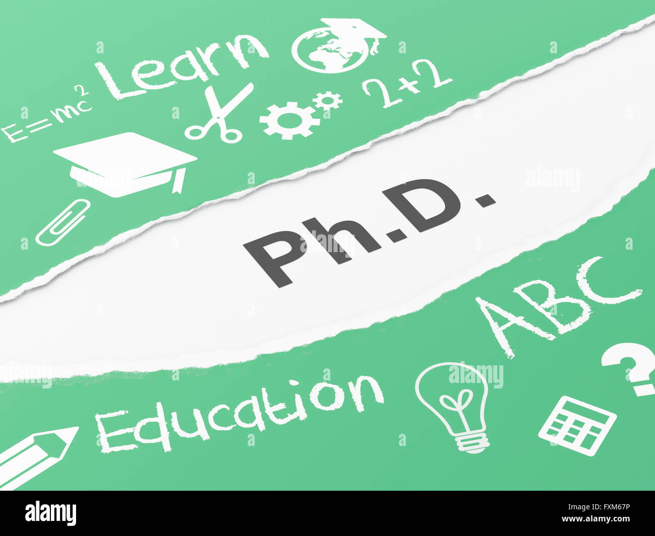 3d renderer image. Torn paper with text Ph.D. Education concept Stock ...