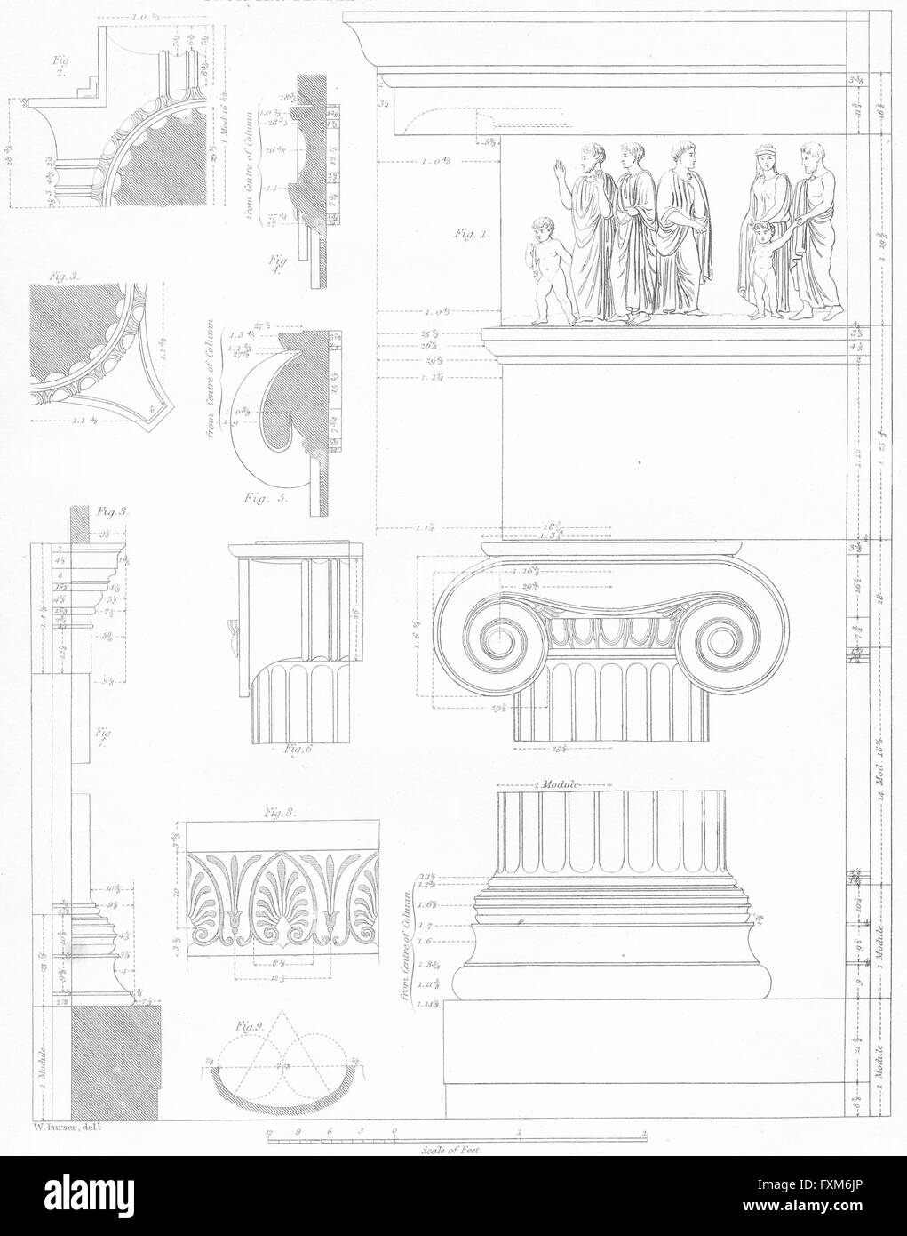 ATHENS: Architecture Ionic temple, river Ilyssvs, antique print c1849 ...