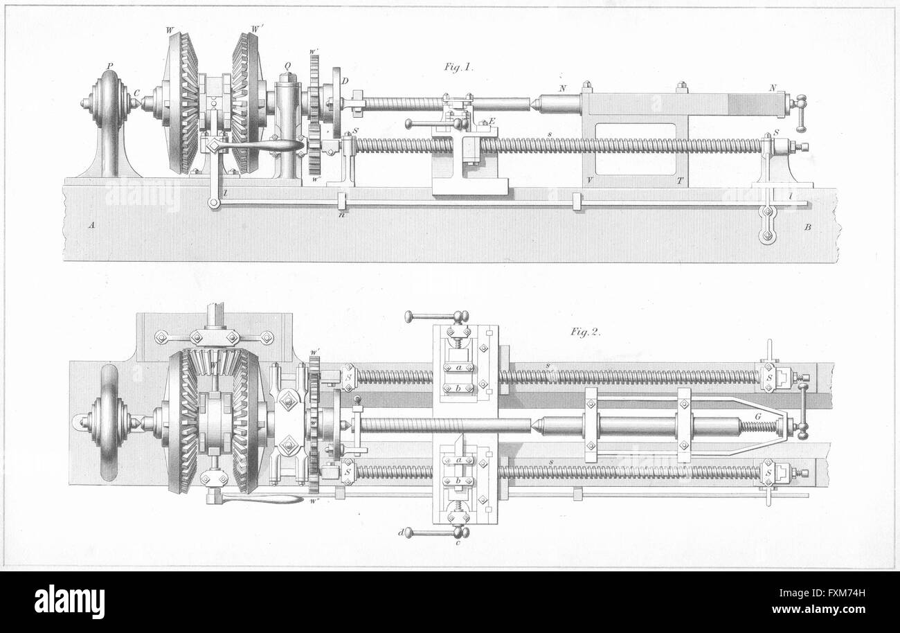 ENGINEERING: Engine for cutting large Screws, antique print c1880 Stock ...