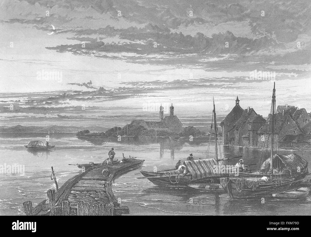 GERMANY: Friedrichshafen , antique print 1875 Stock Photo - Alamy