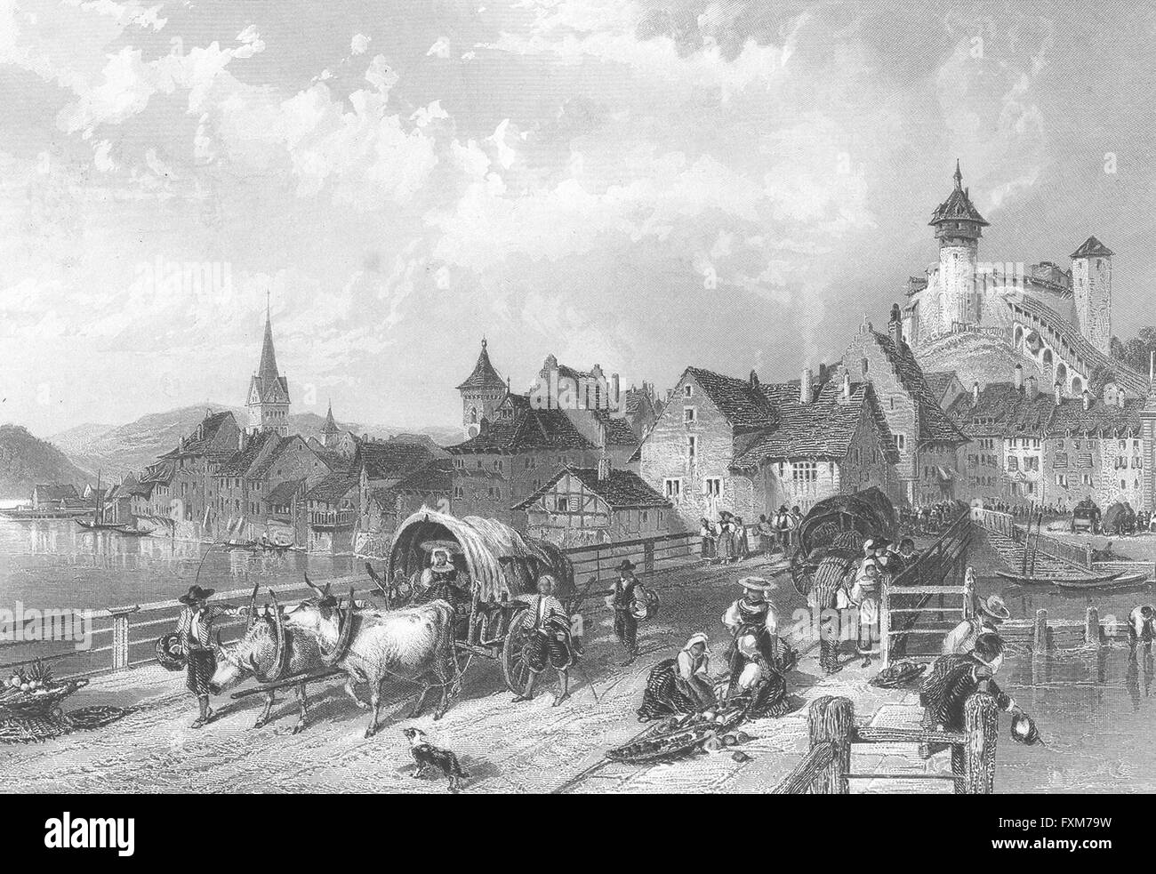 SWITZERLAND: Schaffhausen: Germany: Roberts, antique print 1875 Stock ...