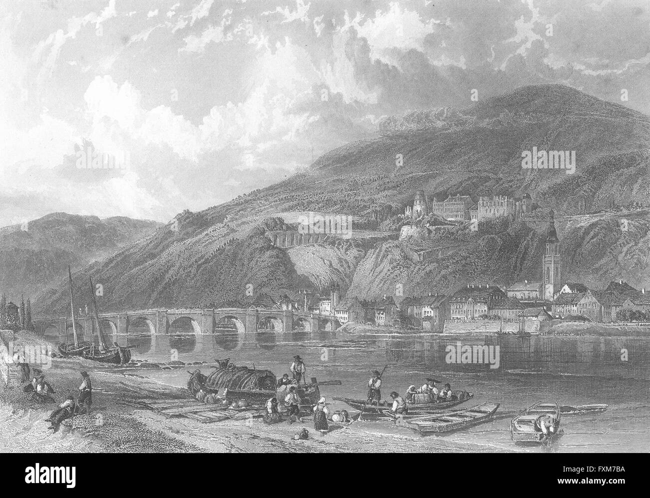 GERMANY: Heidelberg: Roberts, antique print 1875 Stock Photo - Alamy