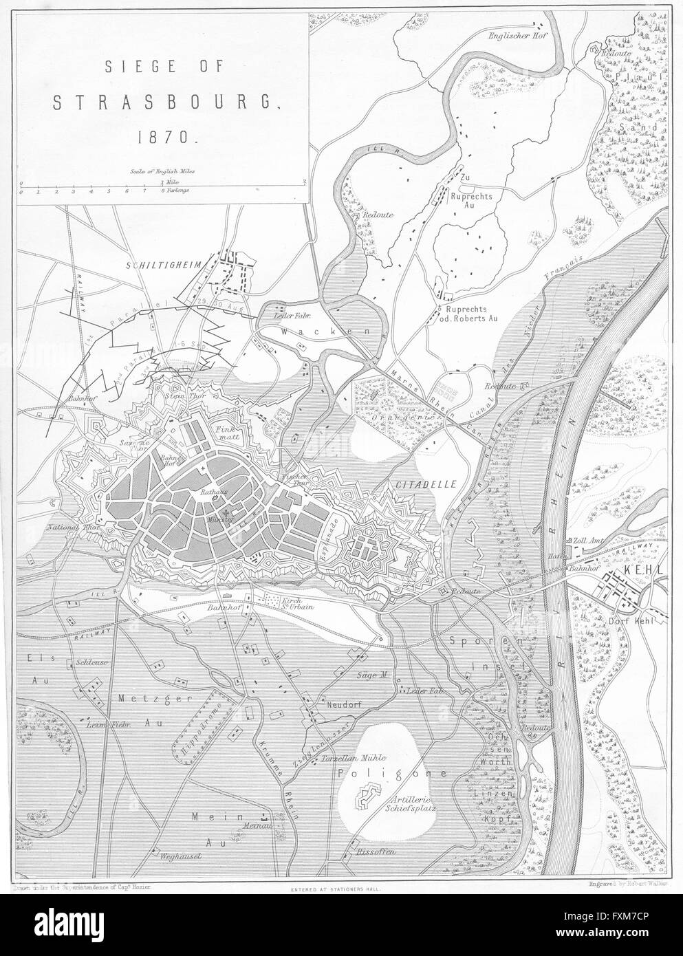 FRANCE: Siege of Strasbourg, 1870 , 1875 antique map Stock Photo - Alamy