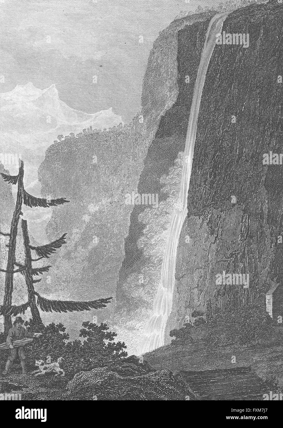 SWITZERLAND: Fall Staubach: Swiss falls: Blomfield, antique print 1807 ...