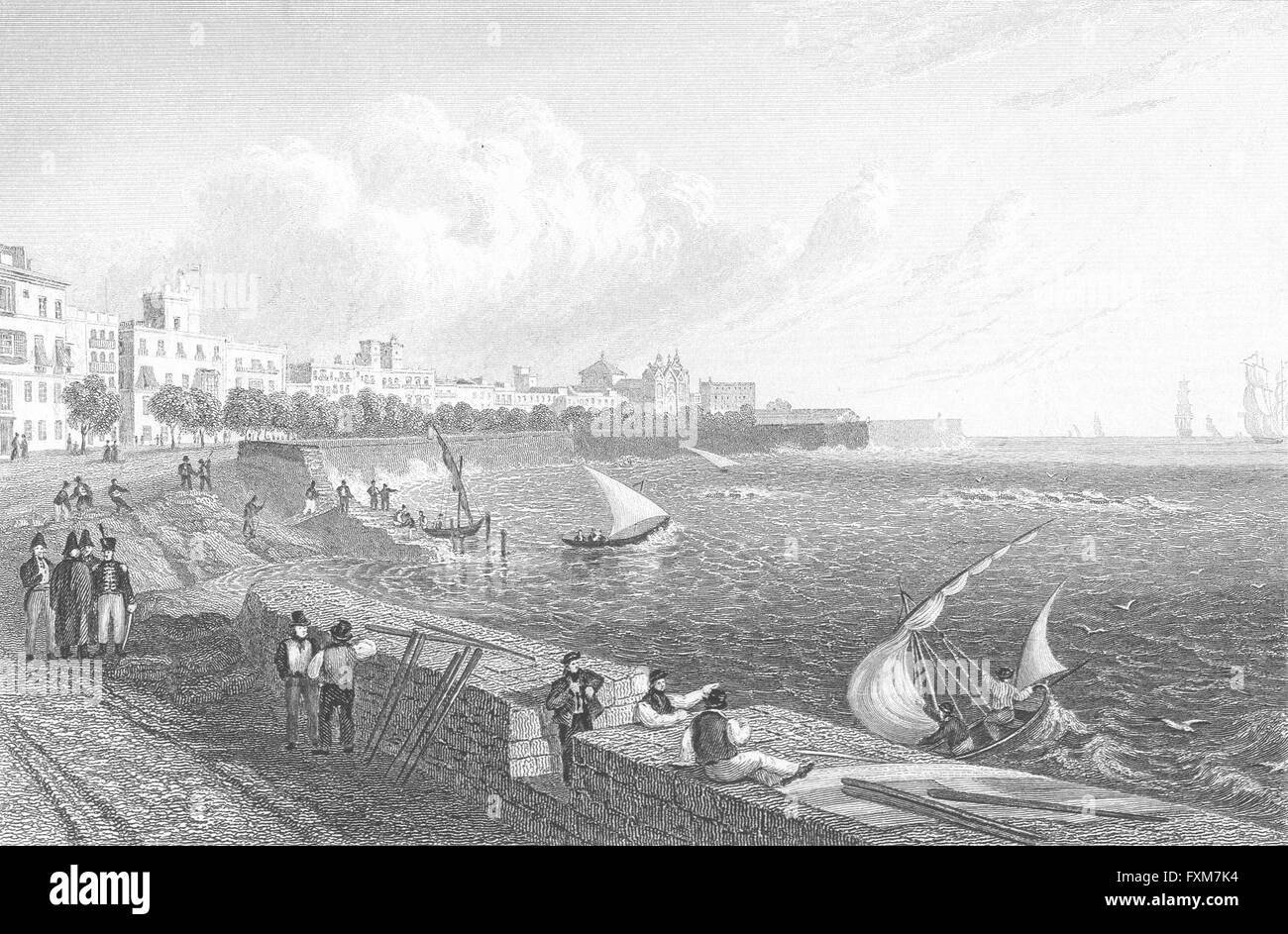 SPAIN: Cadiz: Fullarton-Finden, antique print 1850 Stock Photo - Alamy