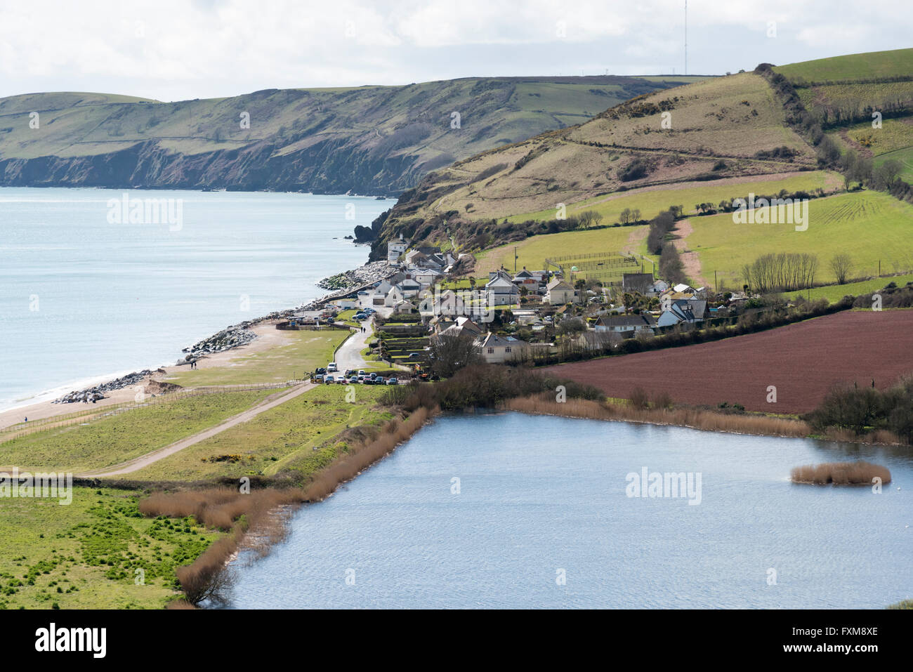 The coastal village of Beesands on the South Devon coast UK Stock Photo ...