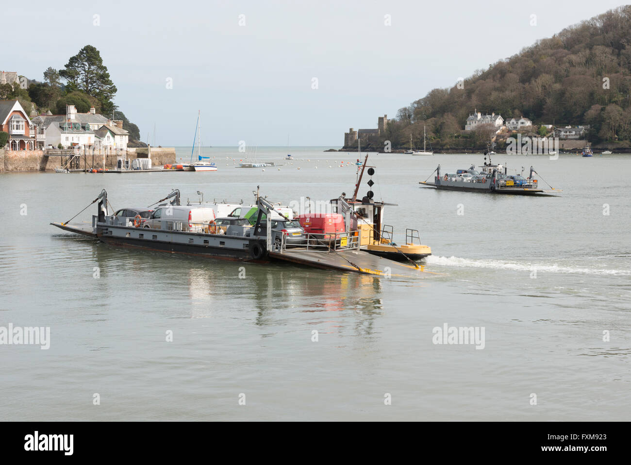 A Dartmouth to Kingswear lower Ferry in the River Dart off Dartmouth ...