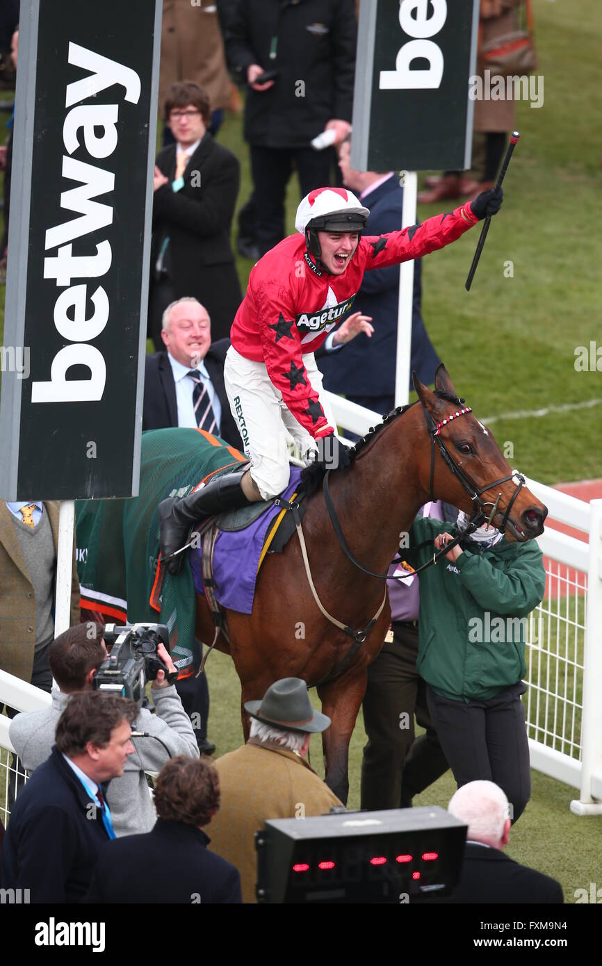 Ryan Hatch celebrating winning the RSA Chase on Blaklion during the ...