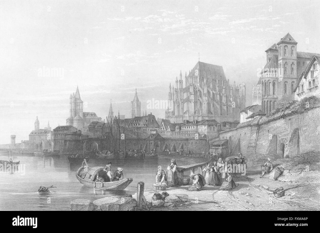 GERMANY: Cologne, Rhine: Wright, antique print 1840 Stock Photo - Alamy