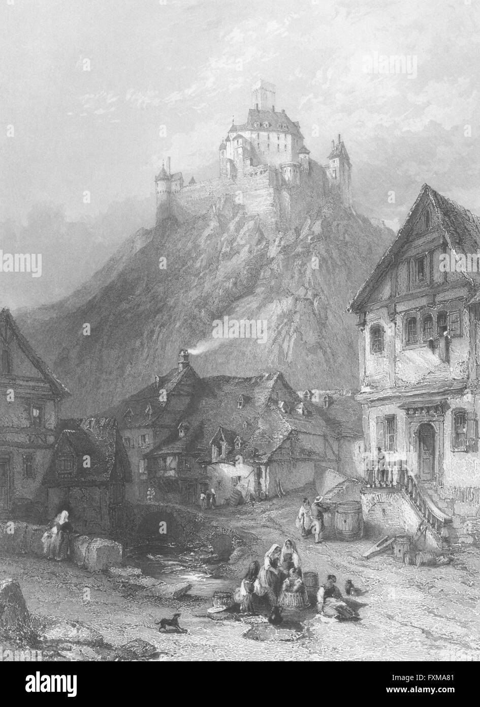 GERMANY: Braubach, Rhine: Wright, antique print 1840 Stock Photo - Alamy
