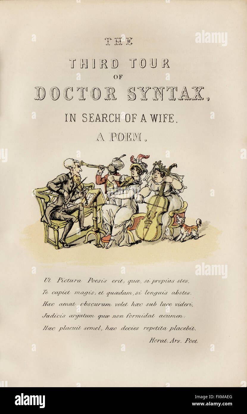 Satirical vintage colour illustration by Thomas Rowlandson (1756-1827 ...