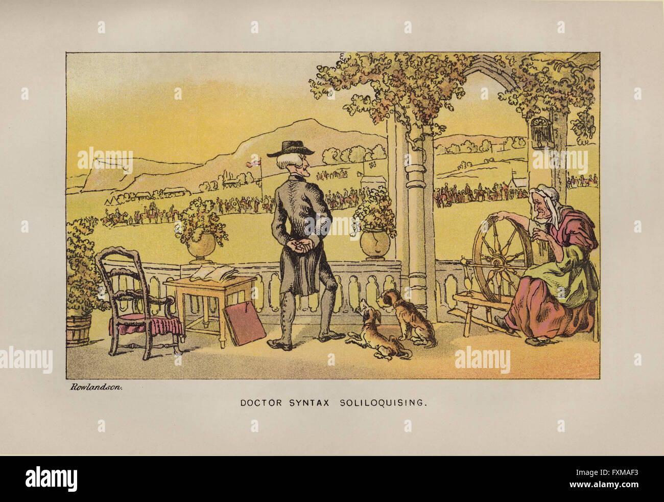 Satirical vintage colour illustration by Thomas Rowlandson (1756-1827 ...