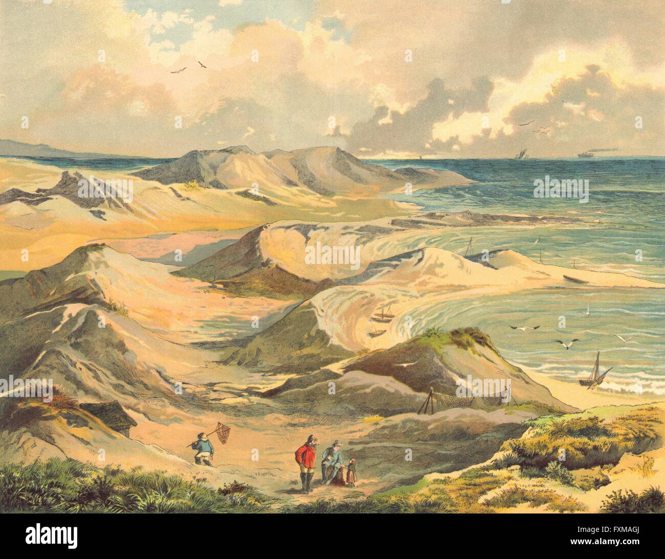 GERMANY: Die Dunen: Walther Sand Dunes N Sea, antique print 1880 Stock ...