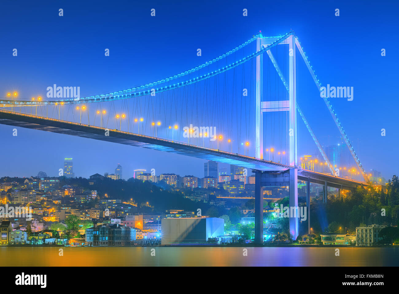 View of Bosphorus bridge at night Istanbul, Turkey Stock Photo - Alamy
