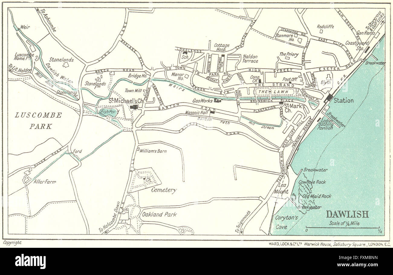 DEVON: Plan of Dawlish, 1929 vintage map Stock Photo - Alamy