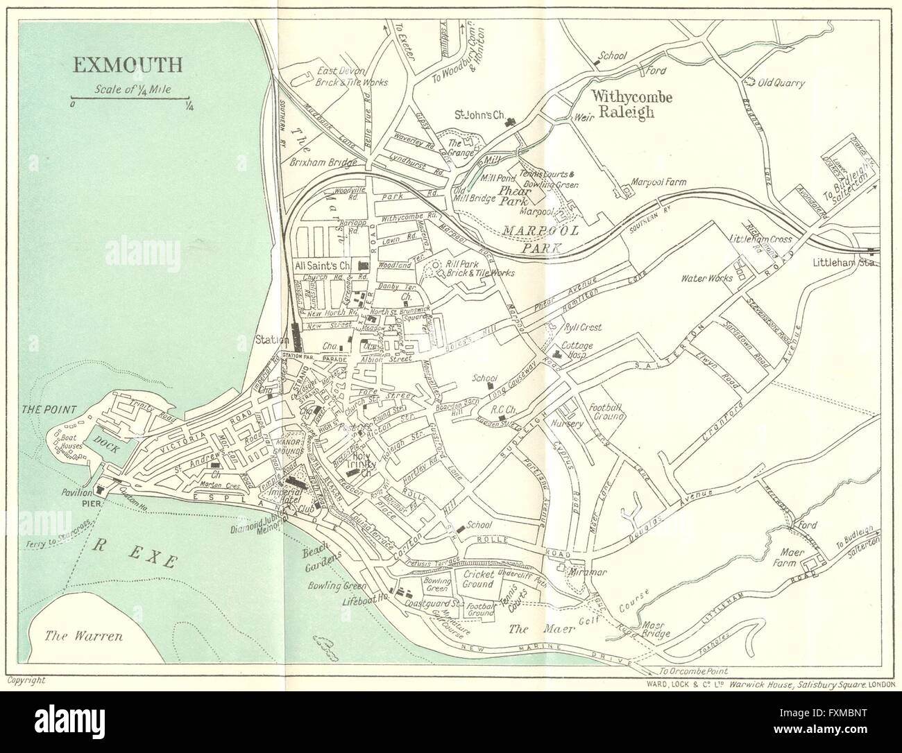 DEVON: Plan of Exmouth, 1929 vintage map Stock Photo - Alamy
