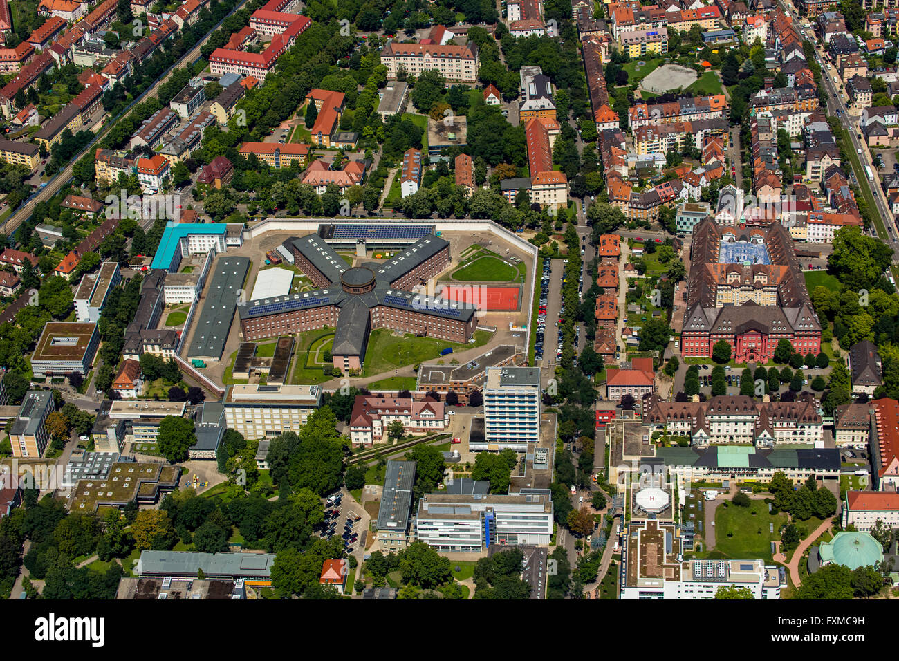 Aerial view, correctional facility Freiburg, Freiburg Prison, Freiburg ...
