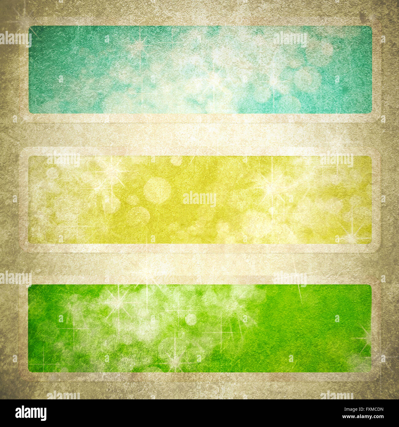 Computer designed highly detailed green, blue, and yellow grunge border ...