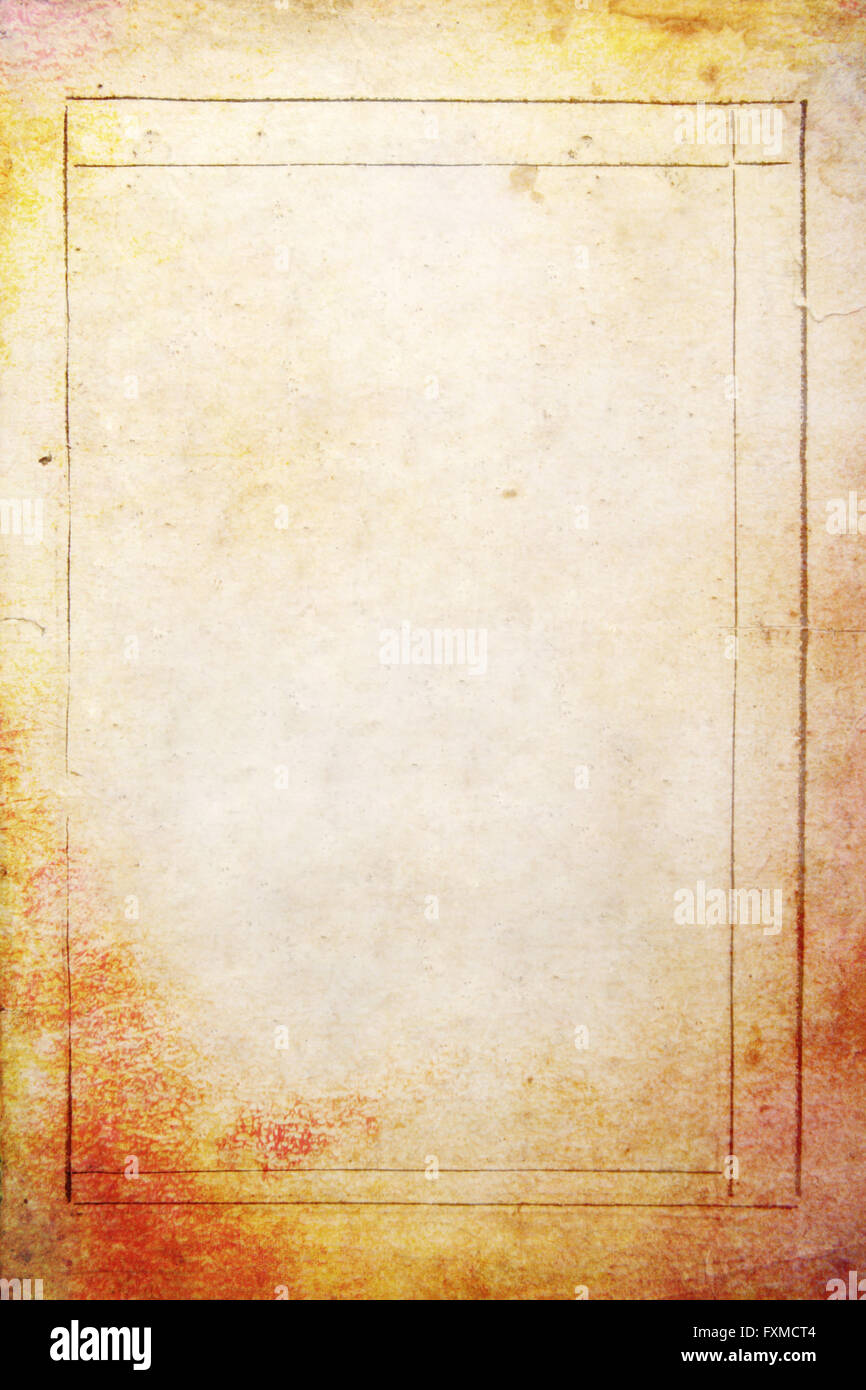 Abstract textured background: old vintage page with decorative red and ...