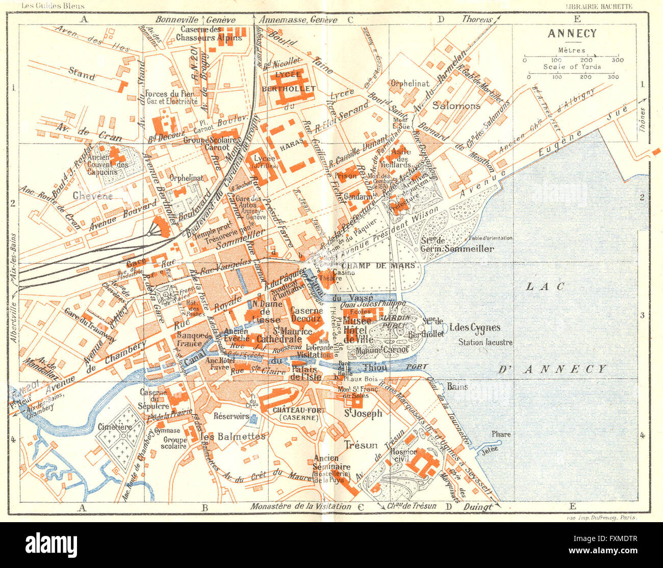 FRANCE: Annecy, 1926 vintage map Stock Photo - Alamy