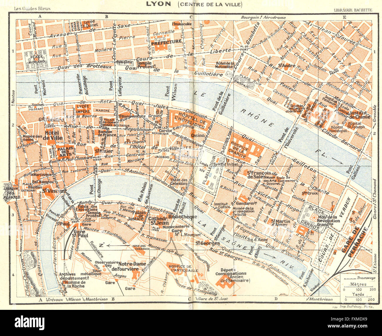 Vintage map of lyon hi-res stock photography and images - Alamy