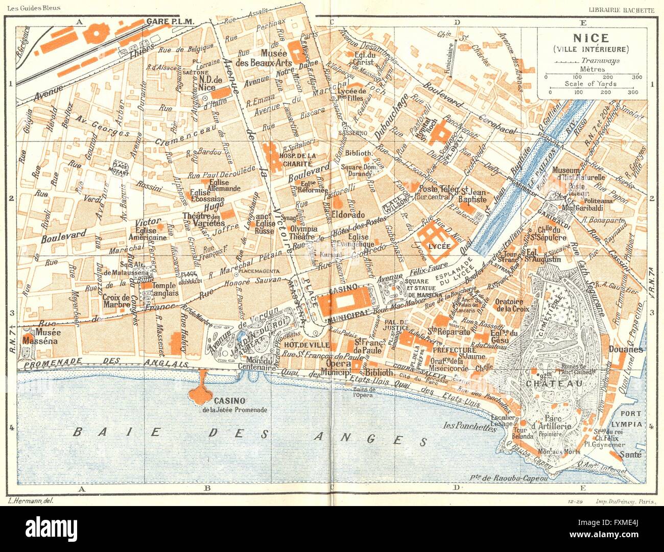 COTE D'AZUR: Nice(Ville Interieure), 1926 vintage map Stock Photo - Alamy