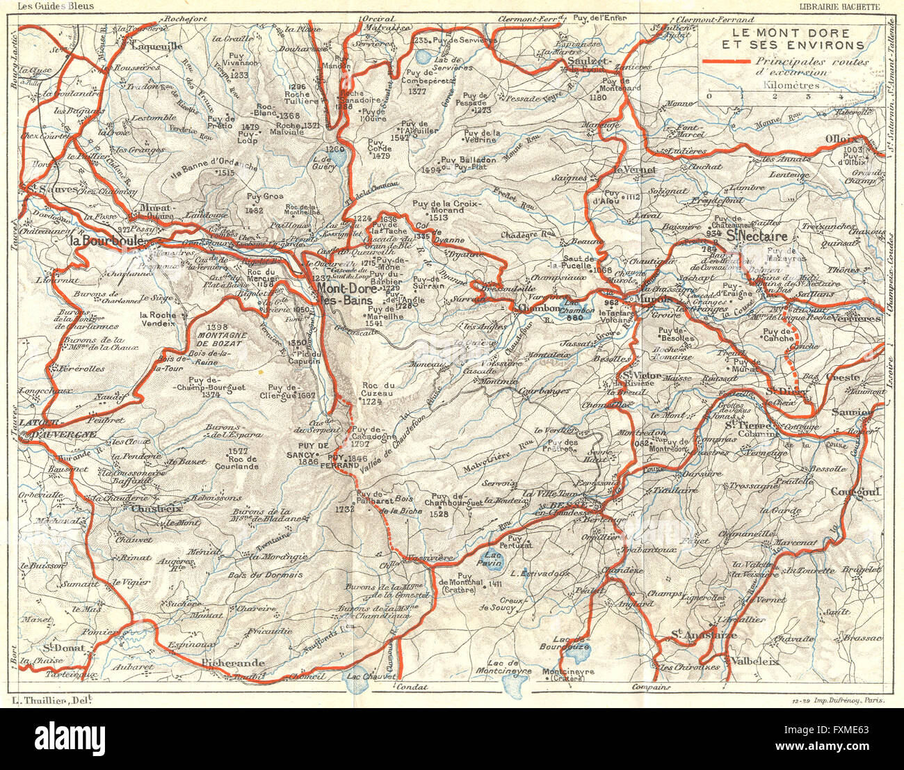 FRANCE: Le Mont Dore Et Ses Environs, 1926 vintage map Stock Photo - Alamy