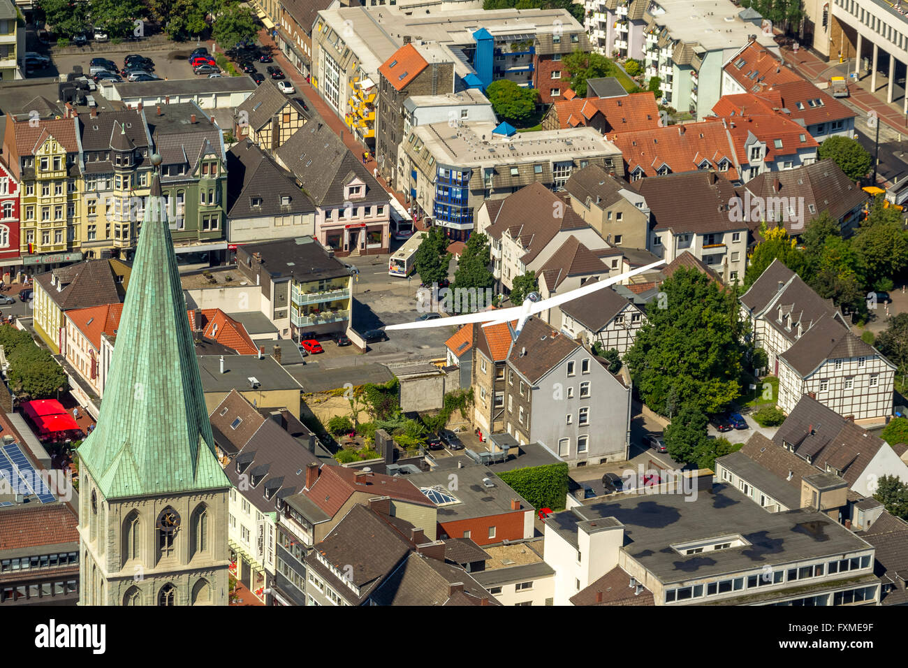 Aerial view, glider ASK21 over the Hammer downtown with glider ...