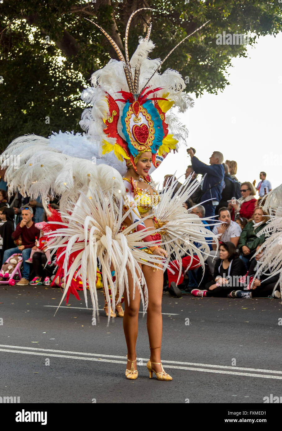 Dancer, Carnival Procession, Santa Cruz, Tenerife Stock Photo - Alamy