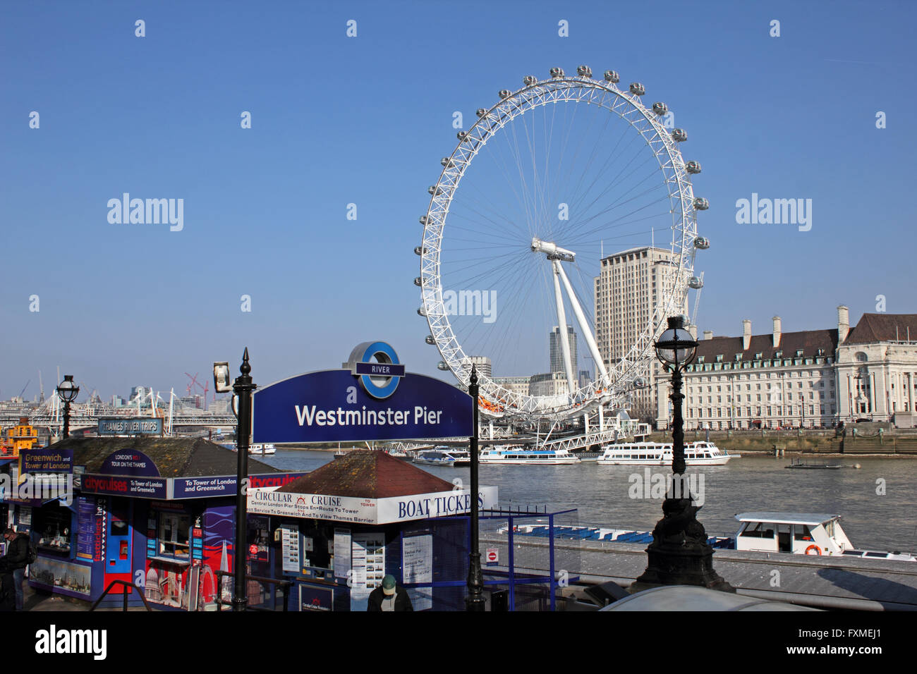 The London Eye, Shell Tower, and the Aquarium on the Southbank of the ...