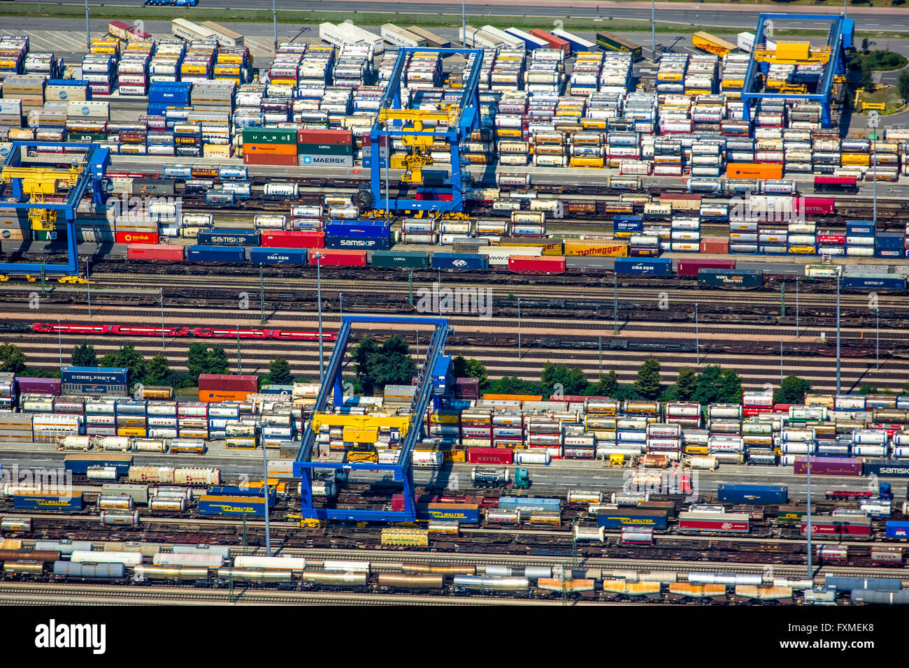 Aerial view, KTL Kombo-Terminal Ludwigshafen, container terminal ...