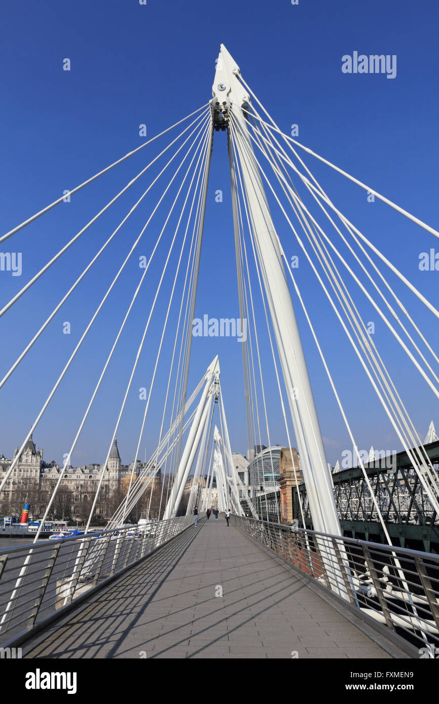 Golden Jubilee Bridge pedestrian bridge across the Thames from ...