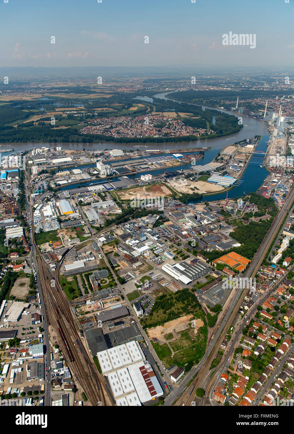 Aerial view, Rheinchemie Rheinau Harbour Mannheim, Rhein, Mannheim ...