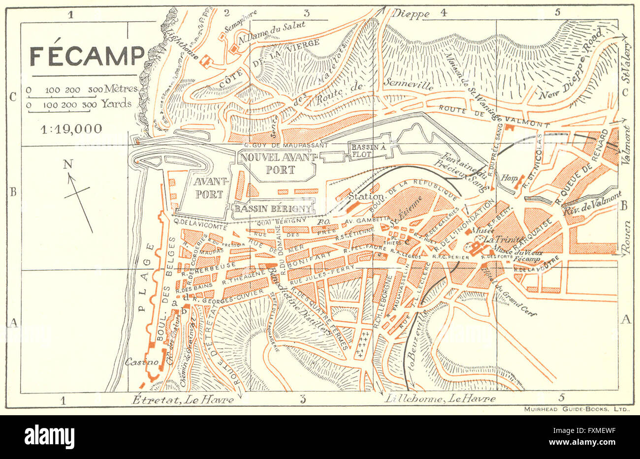 NORMANDY: Normandie: Fecamp, 1928 vintage map Stock Photo - Alamy