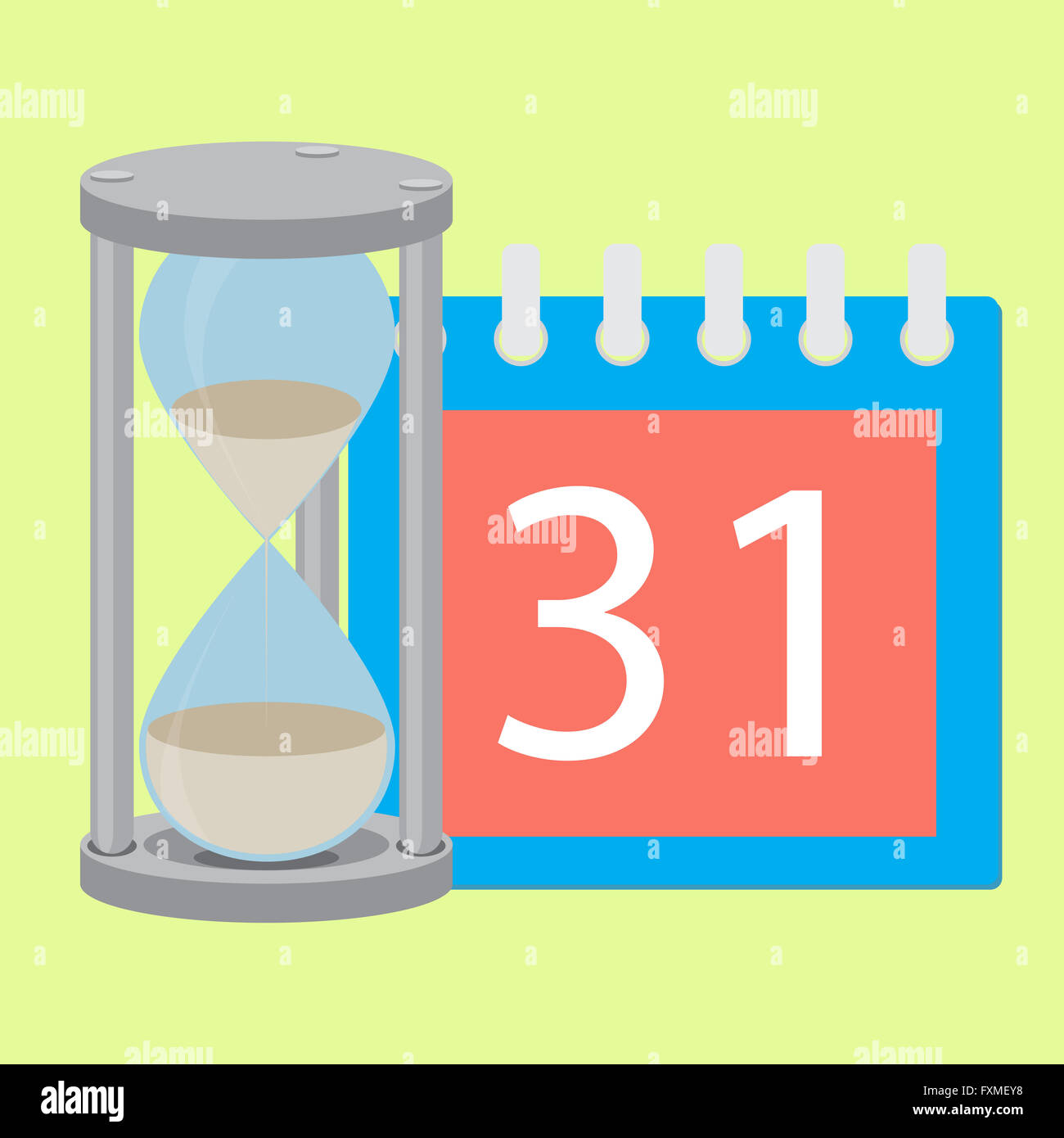 Time planning deadline hourglass and calendar. Time is money and ...