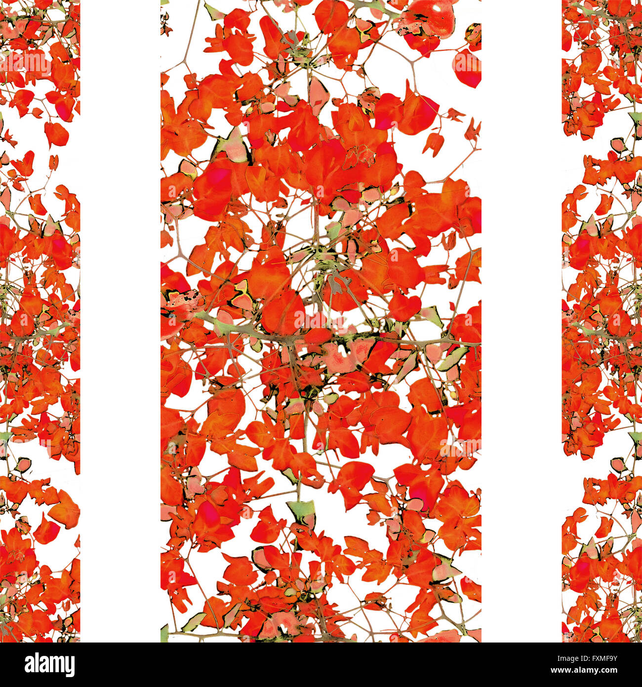 White background with striped decorated floral collage design borders ...