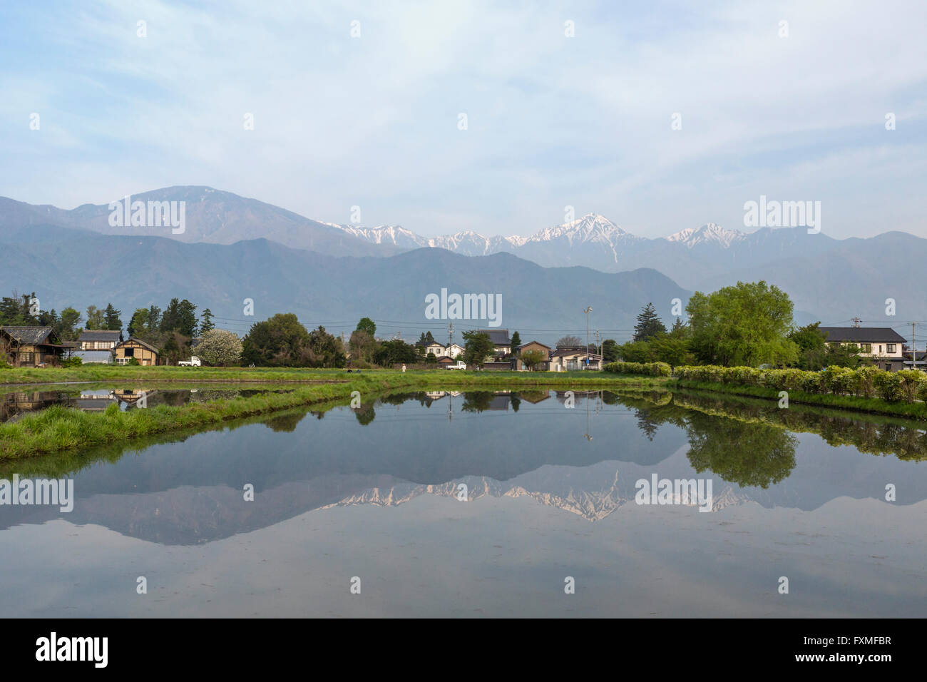 Northern Alps Reflected in the Water Stock Photo - Alamy